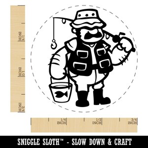 Fisherman Dad With Fishing Rod Rubber Stamp for Stamping Crafting ...