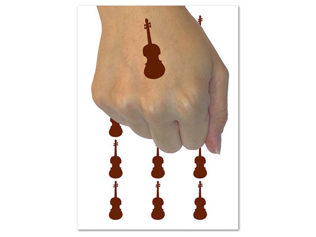 Violin Music Instrument Silhouette Temporary Tattoo Water Resistant ...