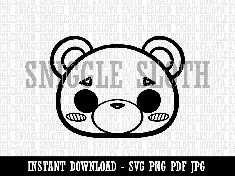 Charming Kawaii Chibi Bear Face Blushing Cheeks Clipart | Etsy