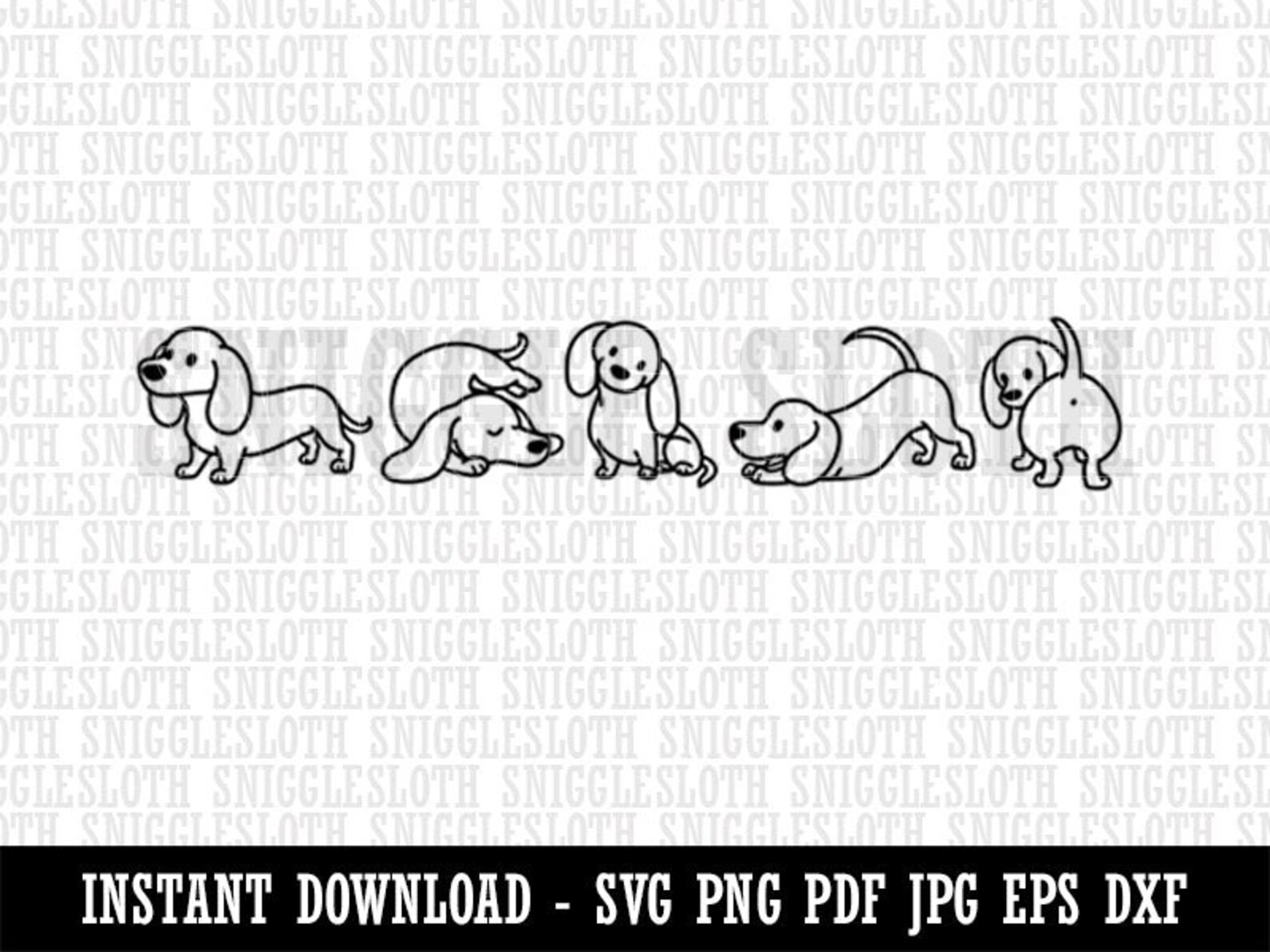 Chibi Dachshund Wiener Dog Border Clipart Instant Digital | Etsy