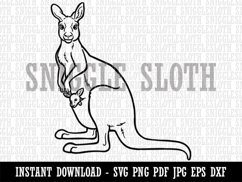 DXF Digital File PNG Kangaroo SVG Papercraft Clip Art & Image Files ...