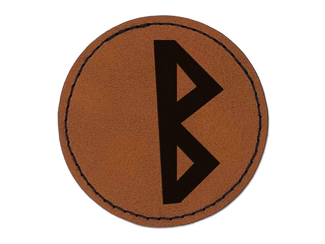 Norse Viking Dwarven Rune Letter B Round Iron-on Engraved Faux Leather ...