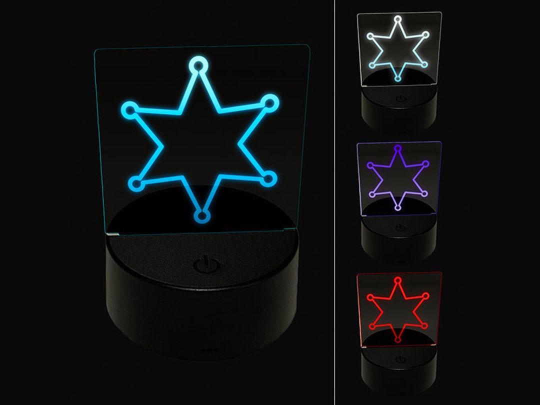 Sheriff Badge Outline 3D Illusion LED Night Light Sign - Etsy