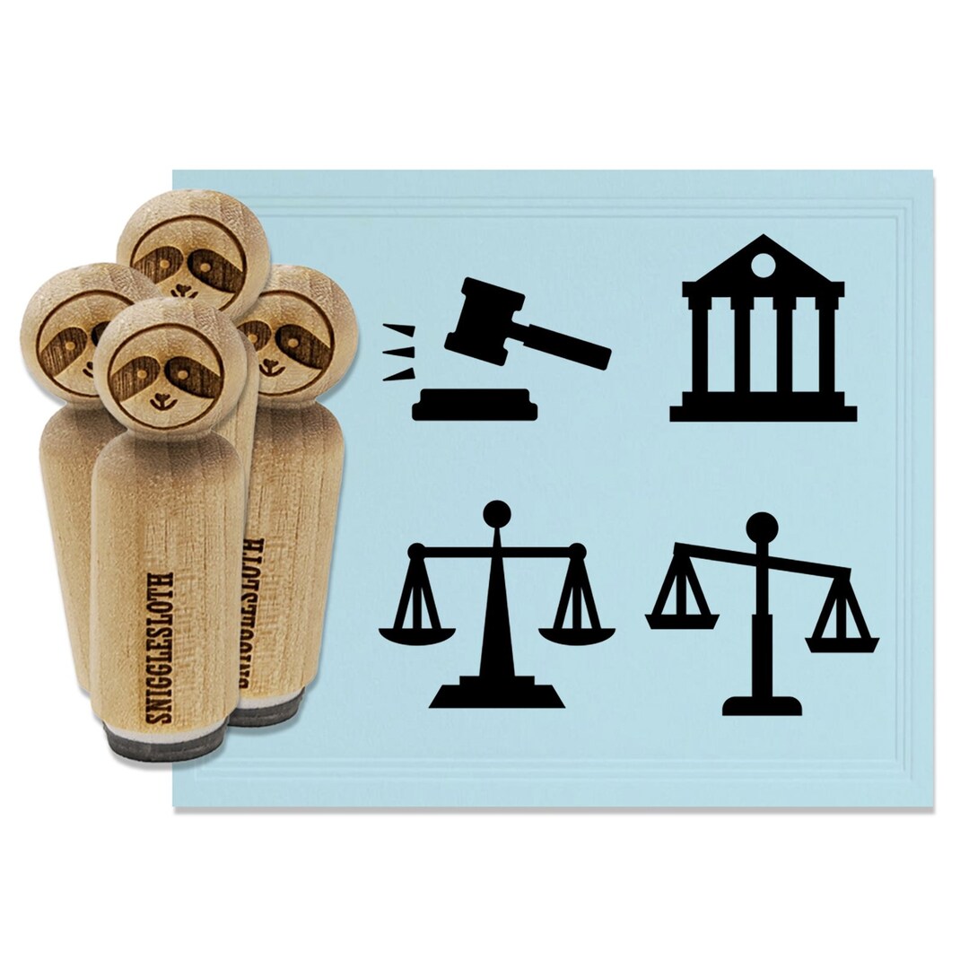 Lawyer Judge Legal Scales of Justice Gavel Courthouse Rubber Stamp Set ...
