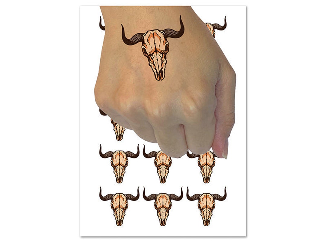 Bull Skull Temporary Tattoo Water Resistant Fake Body Art Set ...