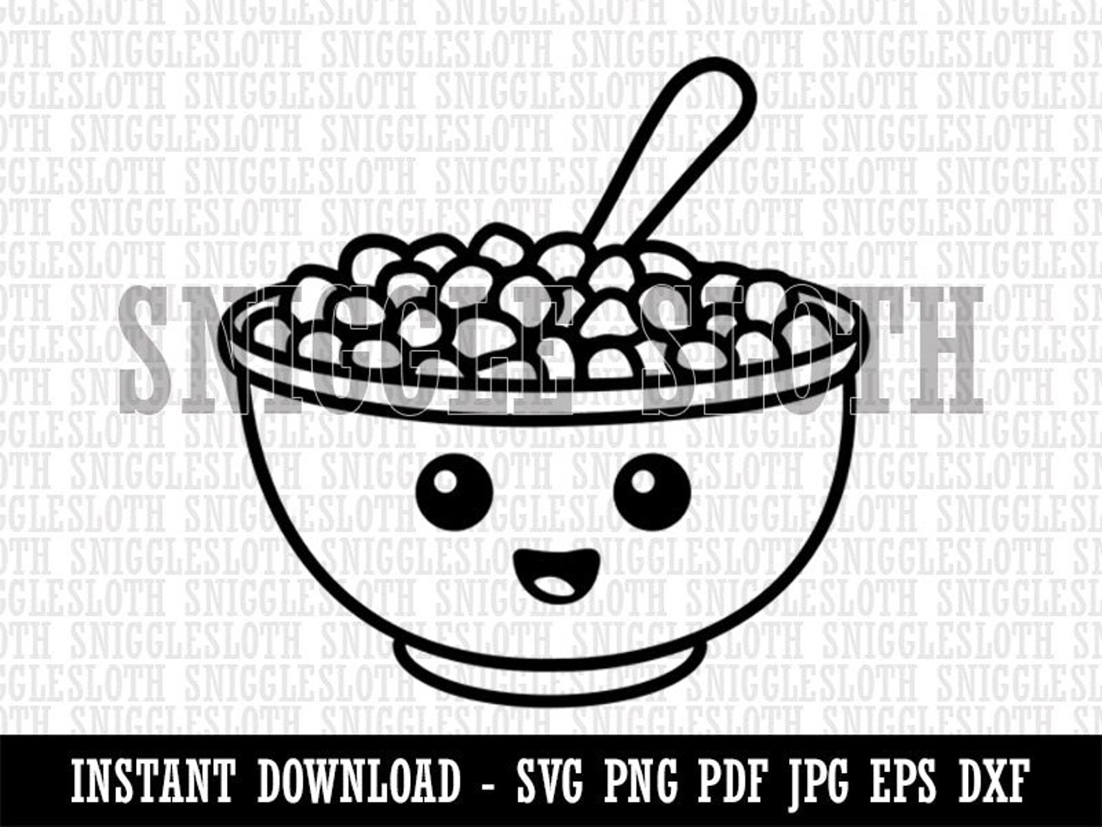Kawaii Cute Bowl of Cereal Clipart Instant Digital Download - Etsy
