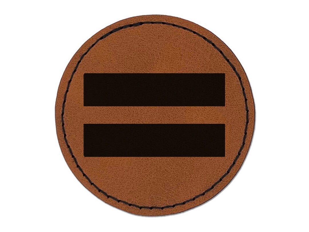 Equal Sign Math Symbol Round Iron-on Engraved Faux Leather Patch ...