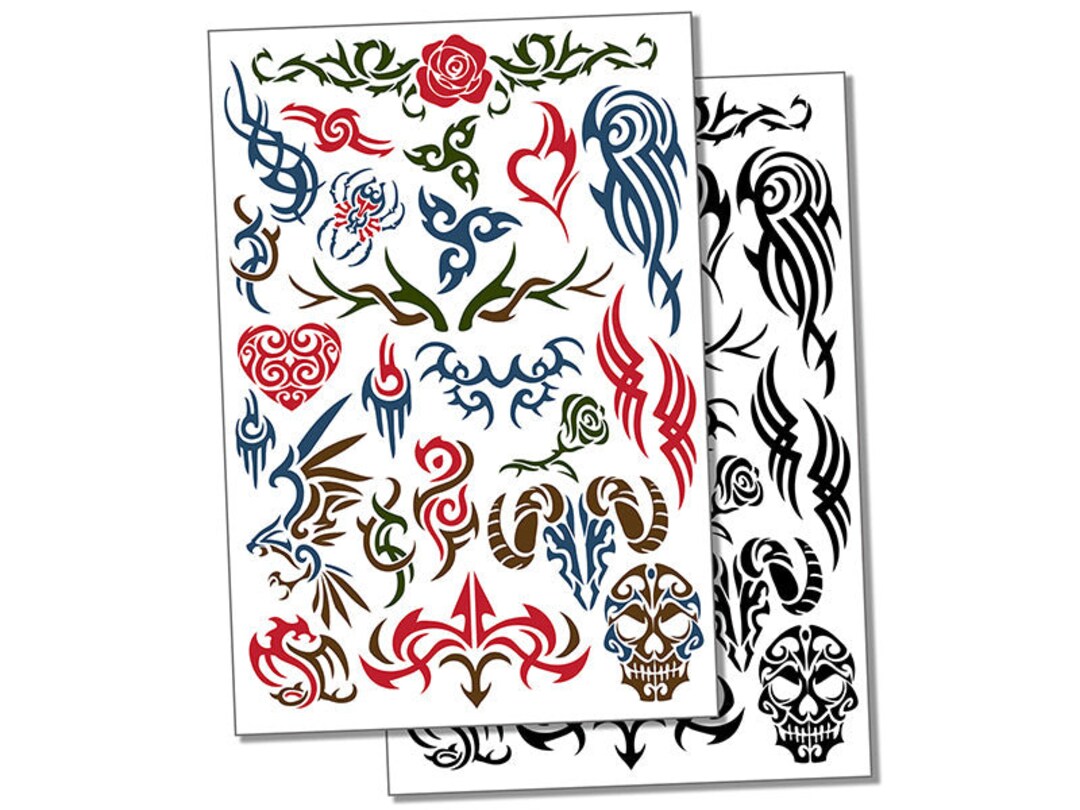 Tribal Spikes Swirls Temporary Tattoo Water Resistant Fake Body Art Set ...