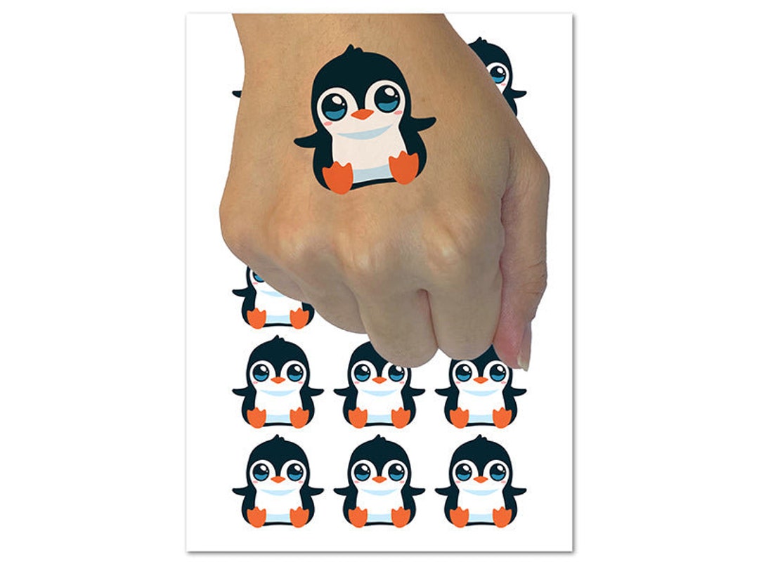 Precious Kawaii Chibi Baby Penguin Sitting Temporary Tattoo Water ...