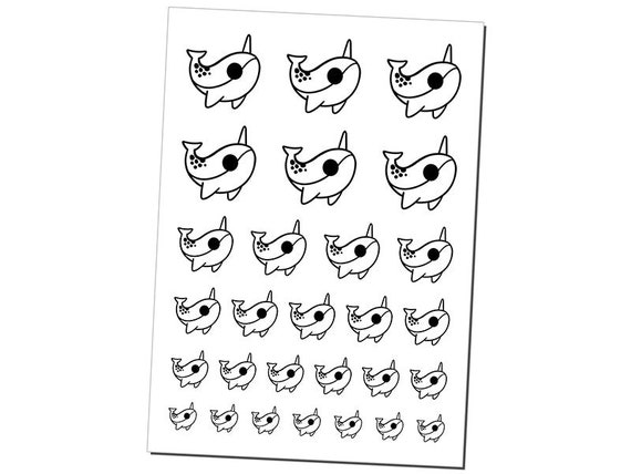 Sweet Kawaii Chibi Narwhal Temporary Tattoo Water Resistant - Etsy