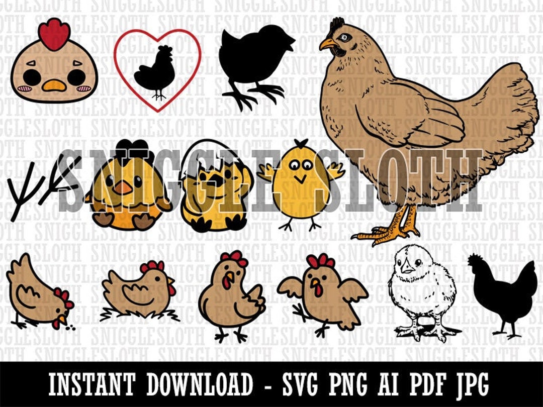 Chicken Baby Chick Clipart Set Instant Digital Download AI PDF - Etsy