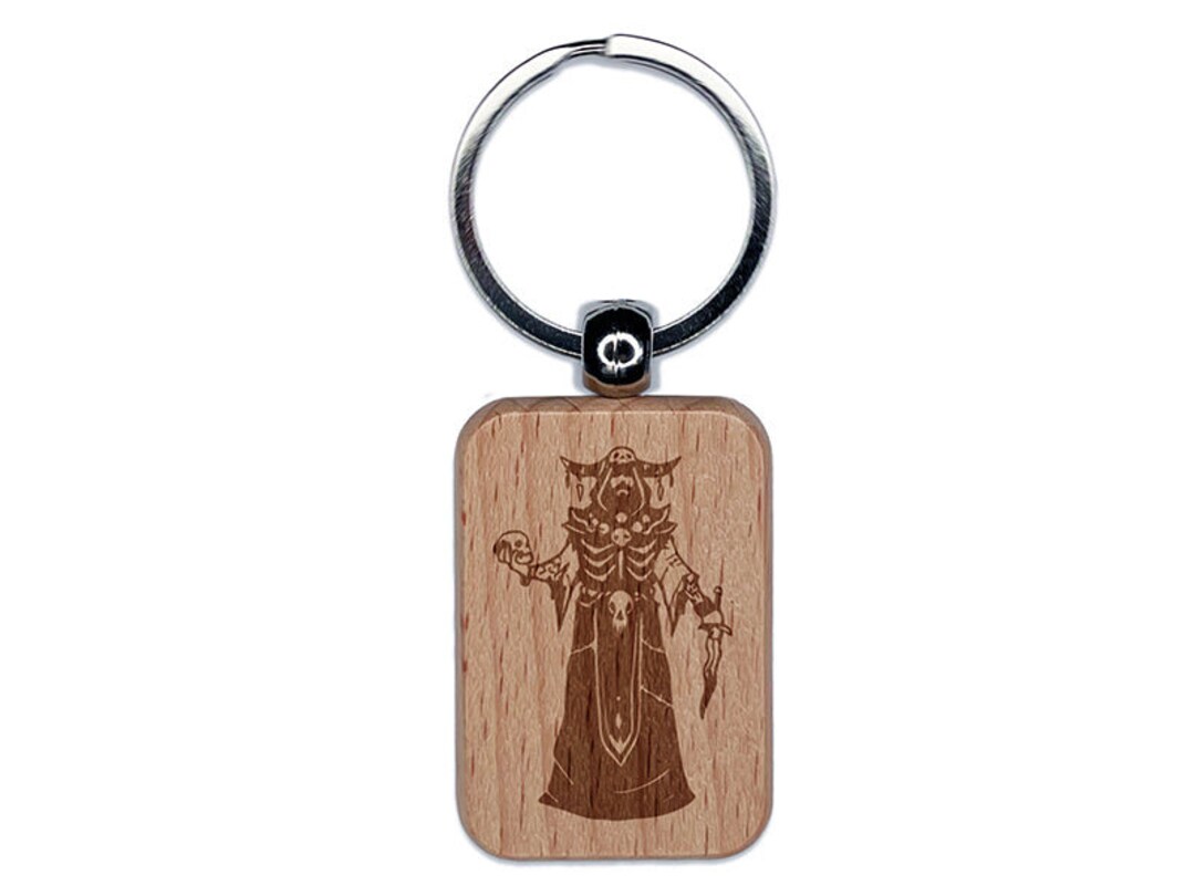 RPG Class Warlock Necromancer Engraved Wood Rectangle Keychain Tag ...