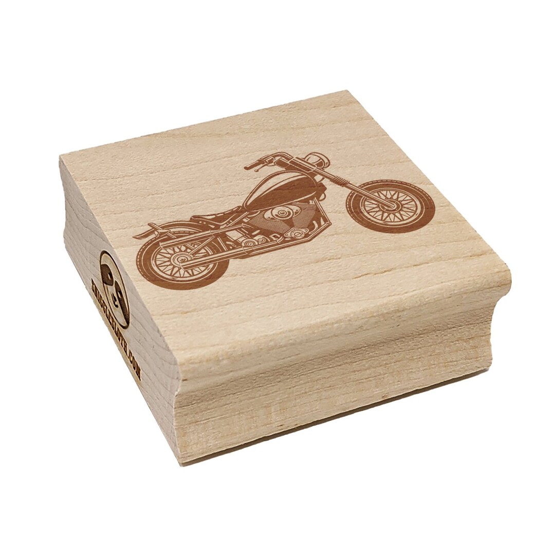 Motorcycle Motorbike Biker Vehicle Wheels Hog Square Rubber Stamp for ...