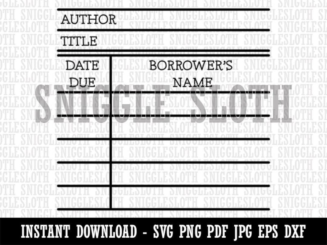 Library Book Borrow Return Card Fill-in Clipart Instant Digital ...