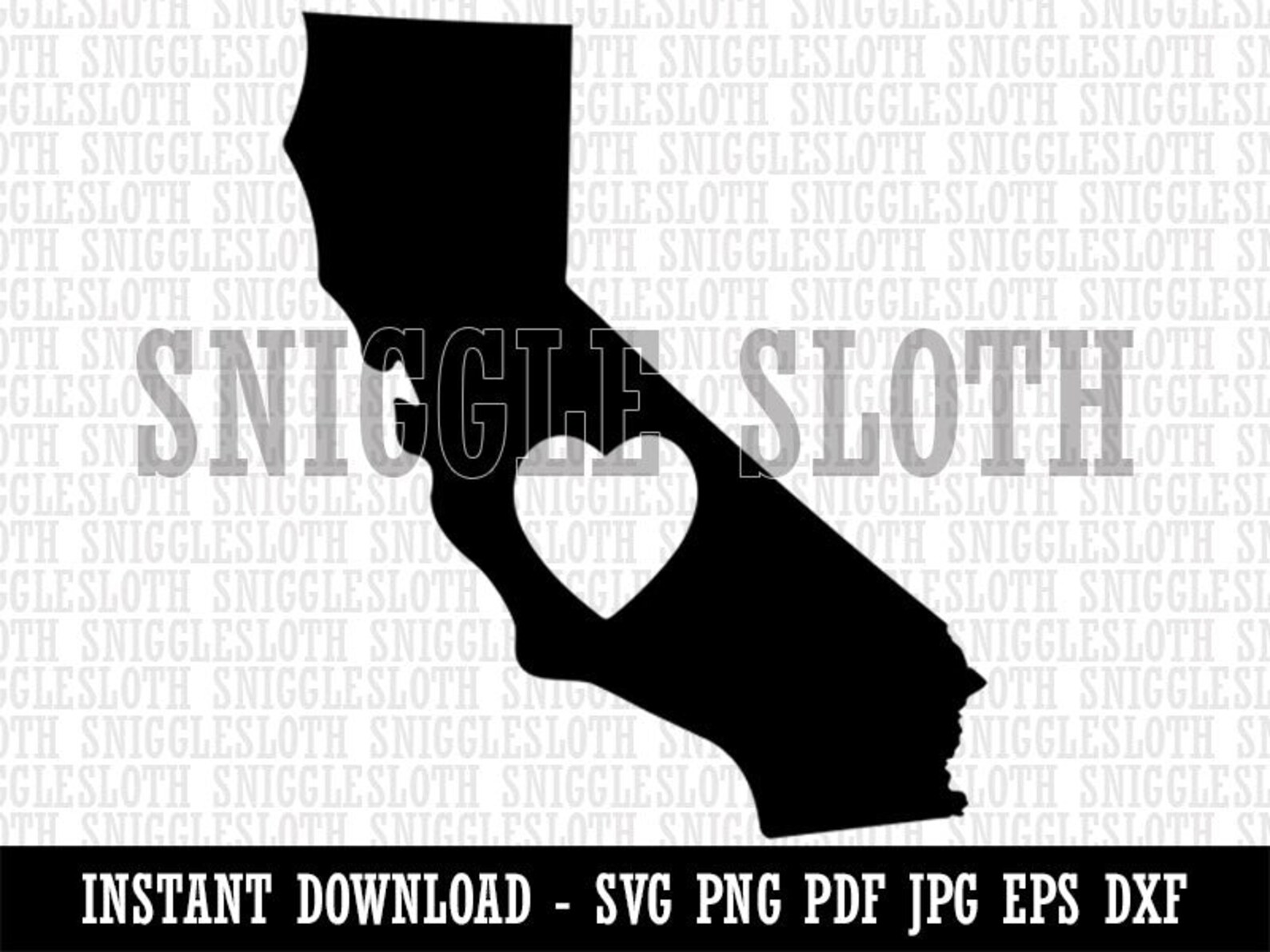 California State With Heart Clipart Instant Digital Download - Etsy