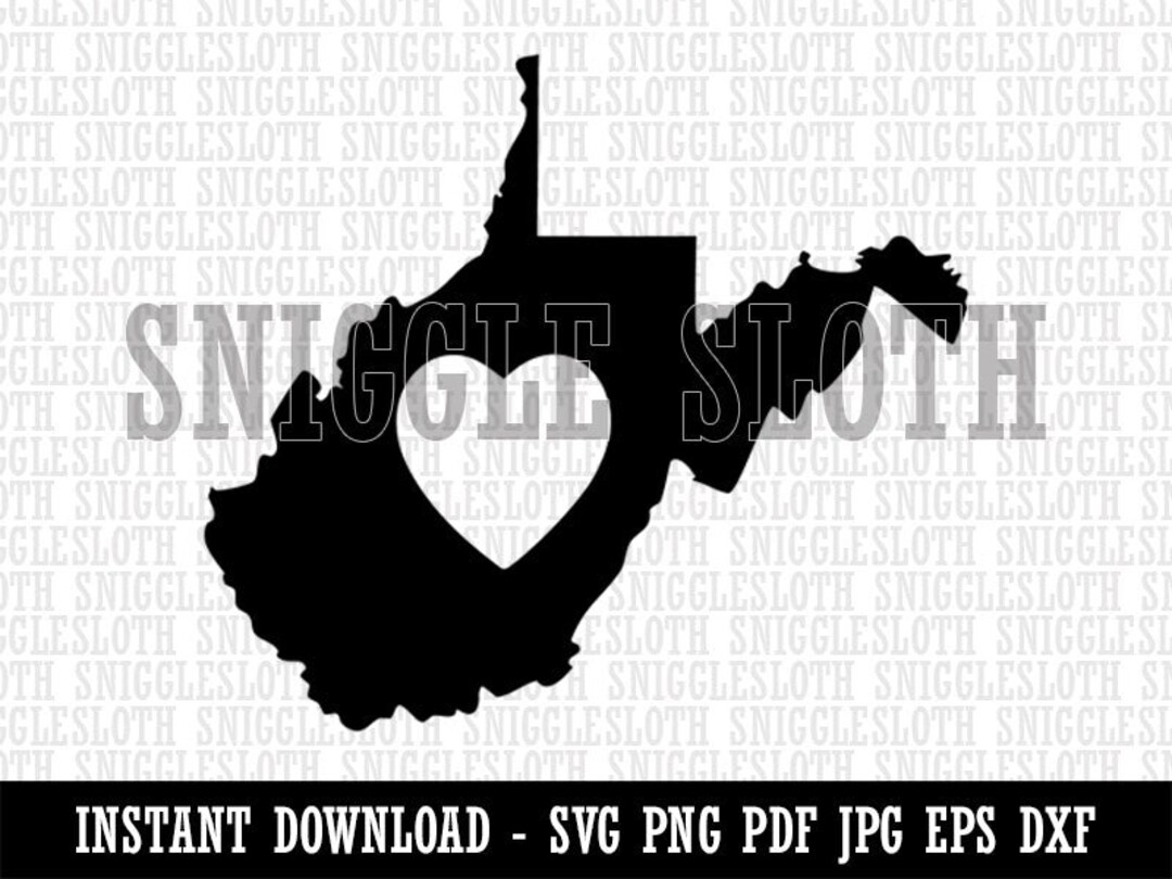 West Virginia State With Heart Clipart Instant Digital - Etsy