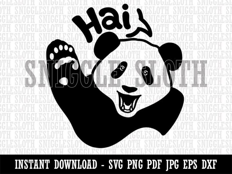 Waving Panda Saying Hai Clipart Instant Digital Download SVG - Etsy