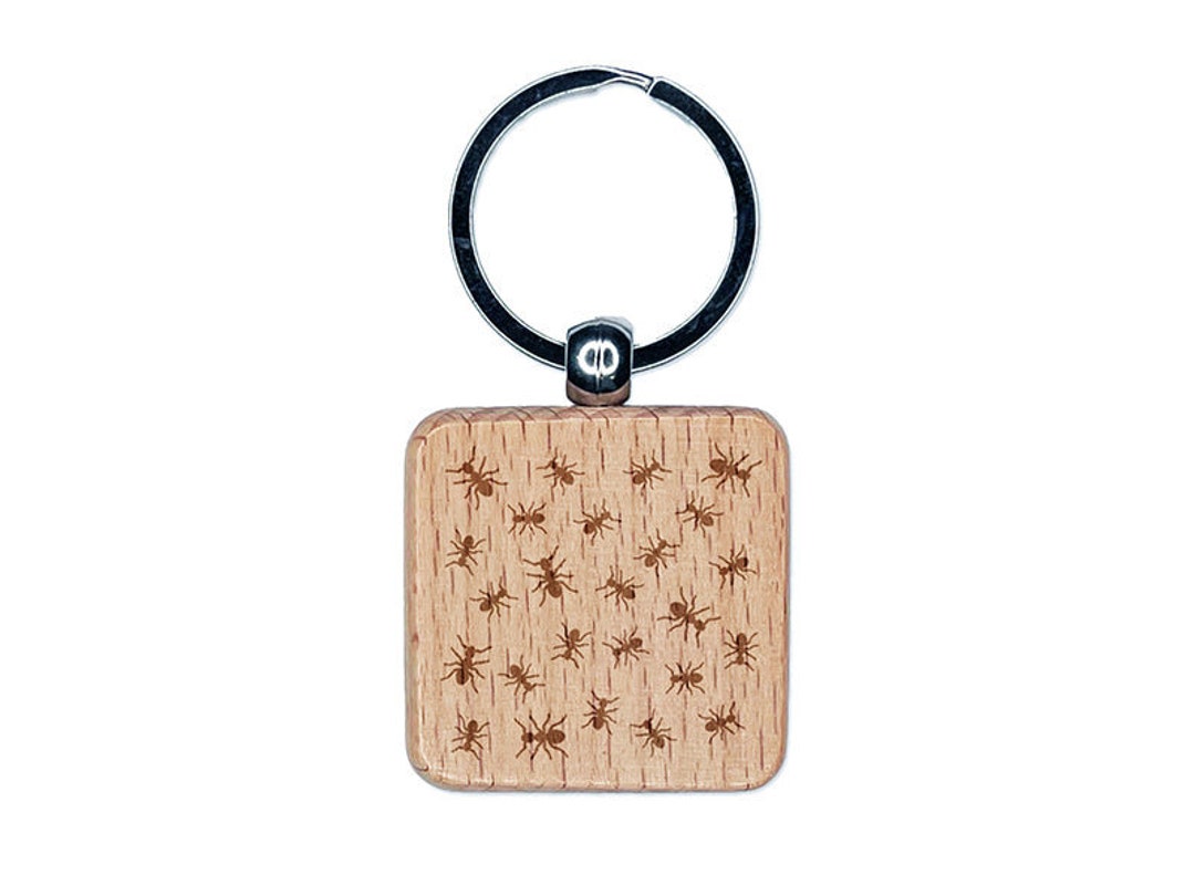 Picnic Ants Engraved Wood Square Keychain Tag Charm - Etsy