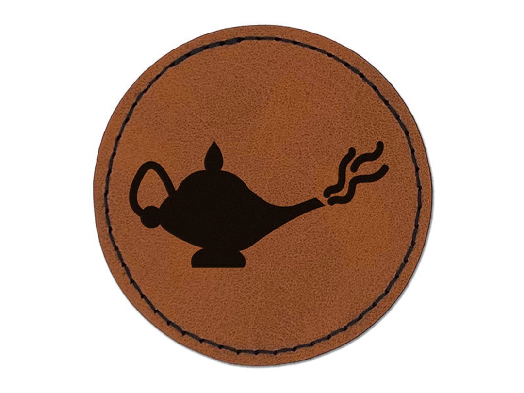 Genie Lamp Round Iron-on Engraved Faux Leather Patch Applique - Etsy
