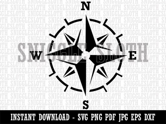 Vintage Nautical Compass Rose Clipart Instant Digital Download | Etsy