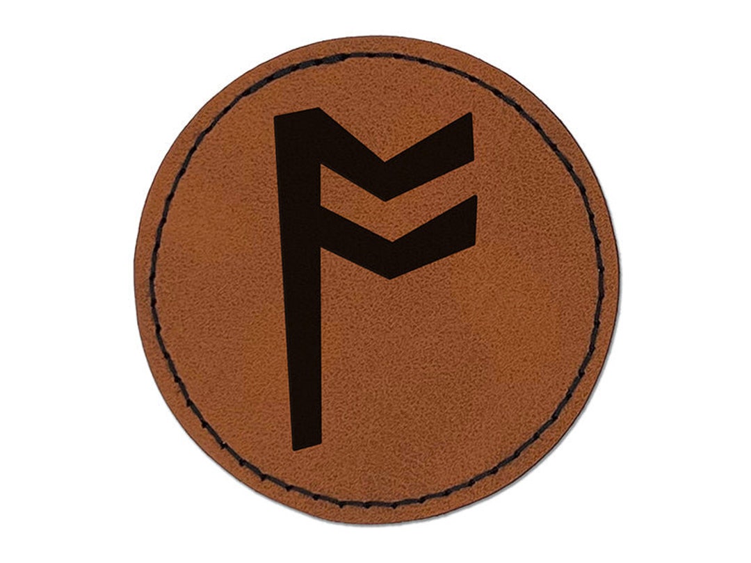 Norse Viking Dwarven Rune Letter O Round Iron-on Engraved Faux Leather ...