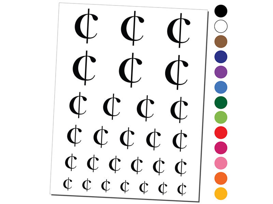Cents Symbol Temporary Tattoo Water Resistant Fake Body Art - Etsy