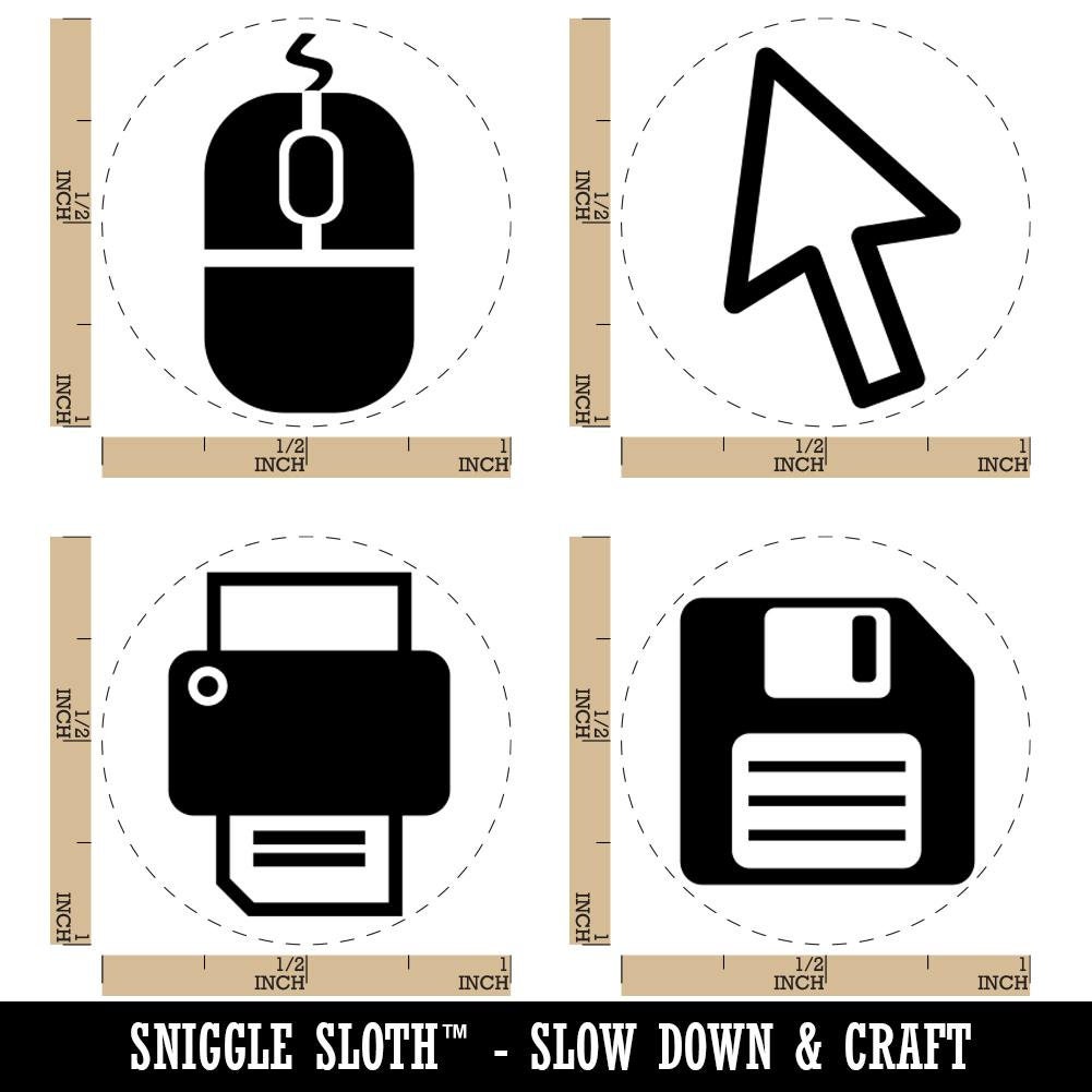Computer Mouse Floppy Disk Arrow Printer Rubber Stamp Set for | Etsy