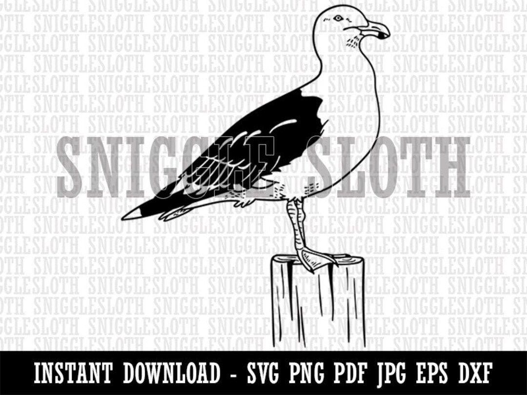 Seagull on a Post Bird Clipart Instant Digital Download SVG EPS PNG Pdf ...