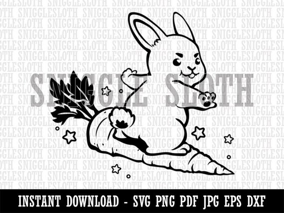 Cute Kawaii Bunny Rabbit Surfing Carrot Easter Clipart Digital | Etsy