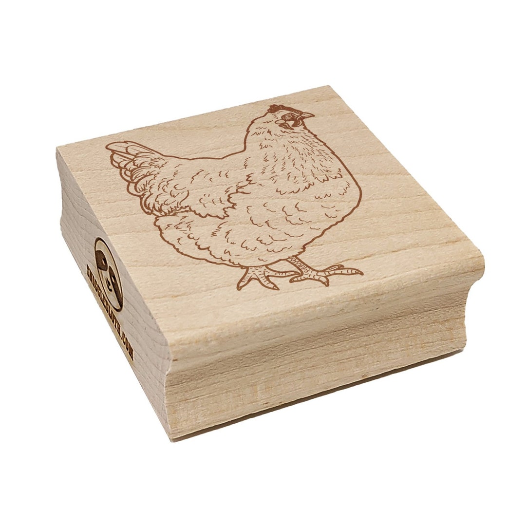 Plump Strutting Hen Chicken Square Rubber Stamp for Stamping Crafting ...