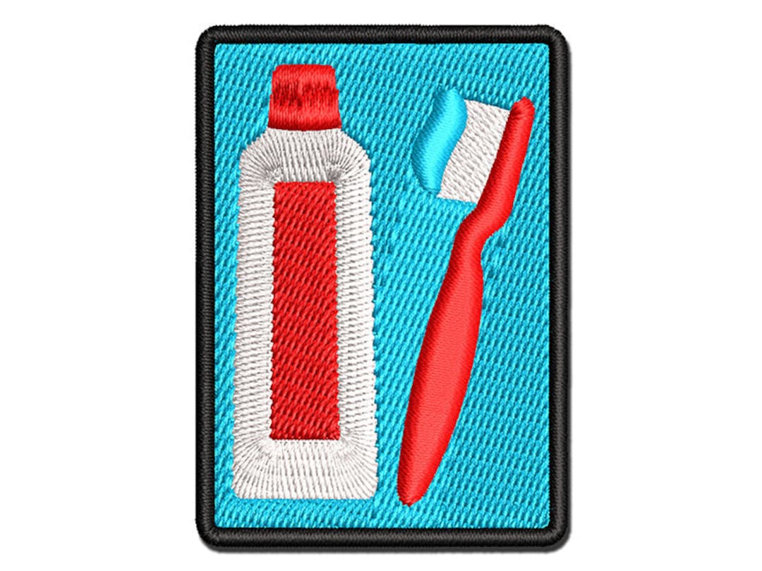 Toothbrush and Toothpaste Dentist Multi-color Embroidered Iron-on or ...