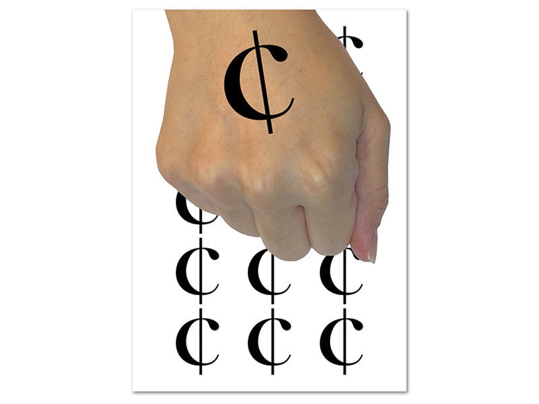 Cents Symbol Temporary Tattoo Water Resistant Fake Body Art Set ...