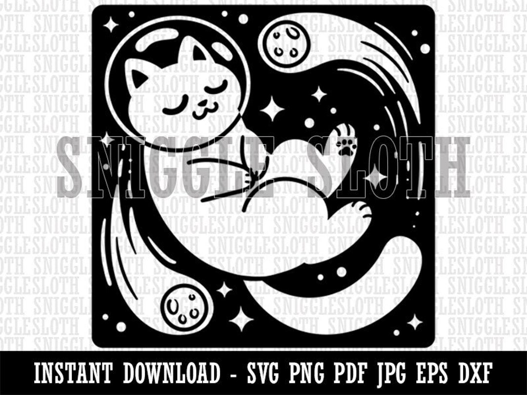 Dreamy Space Cat Clipart Instant Digital Download SVG EPS PNG Pdf Ai ...