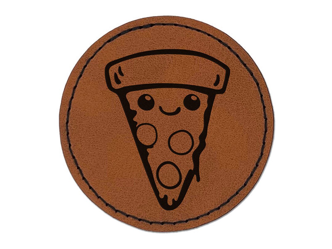 Cute Kawaii Pepperoni Pizza Round Iron-on Engraved Faux Leather Patch Applique 2.5 - Etsy