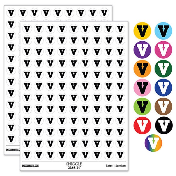 Round Letter V Stickers - Etsy