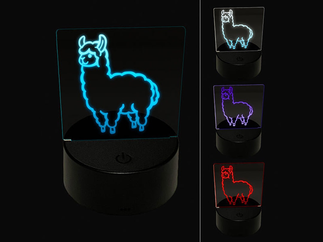 Alpaca Llama Full Body 3D Illusion LED Night Light Sign Nightstand Desk ...