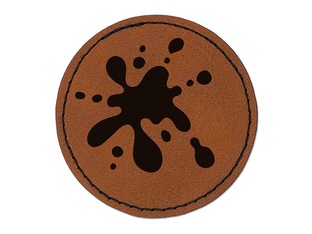 Paint Ink Blood Spatter Splat Drip Round Iron-on Engraved Faux Leather ...
