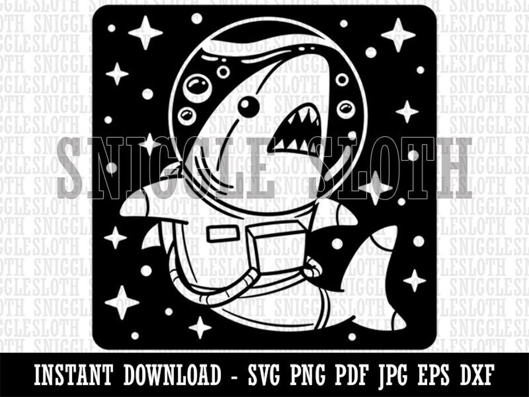 Shark Astronaut Floating in Space Clipart Instant Digital - Etsy