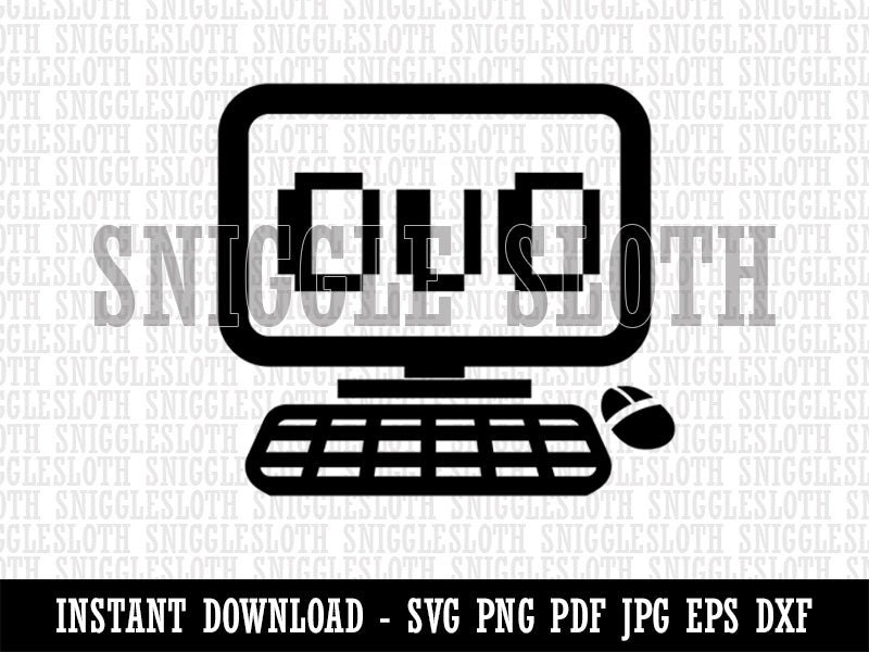 Happy Kawaii Computer Face Emoticon Clipart Instant Digital | Etsy