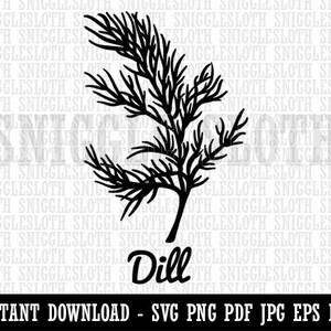 Dill Herb Label Plant Clipart Instant Digital Download SVG EPS - Etsy