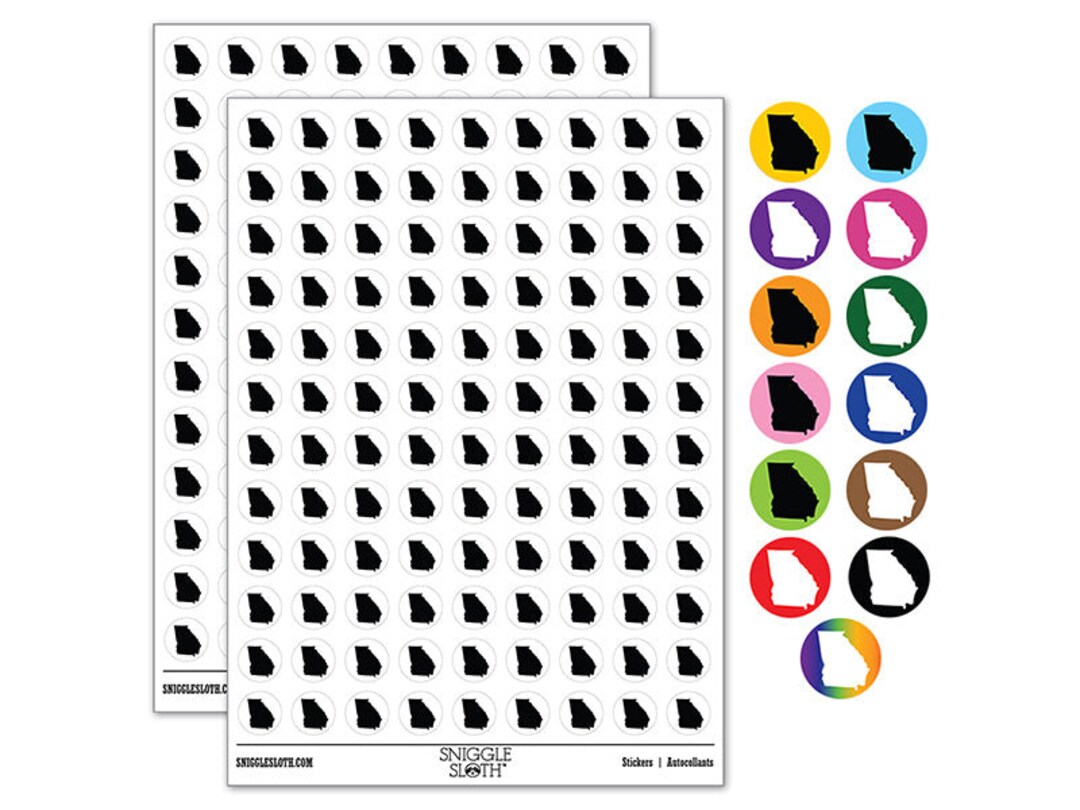 Georgia State Silhouette 200 0.50 Round Stickers - Etsy