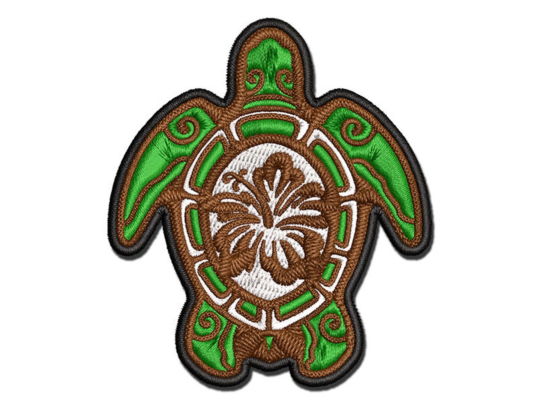 Tribal Hibiscus Sea Turtle Multi-color Embroidered Iron-on - Etsy