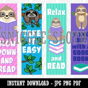 Reading Sloths Bookmarks Instant Digital Download Print - Etsy
