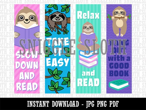 Reading Sloths Bookmarks Instant Digital Download Print - Etsy