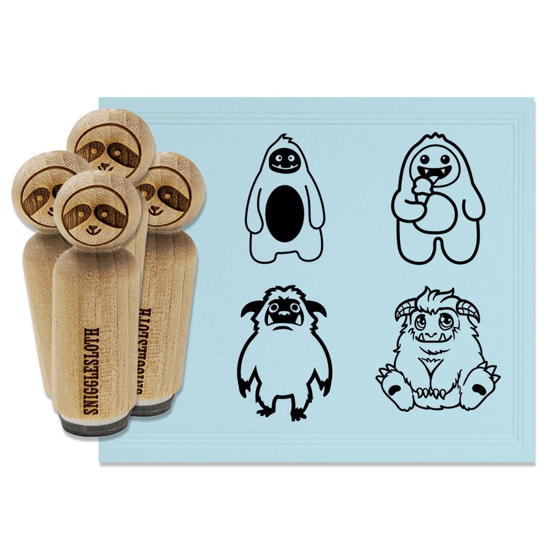 Yeti Abominable Snowman Monster Rubber Stamp Set for Stamping Crafting ...