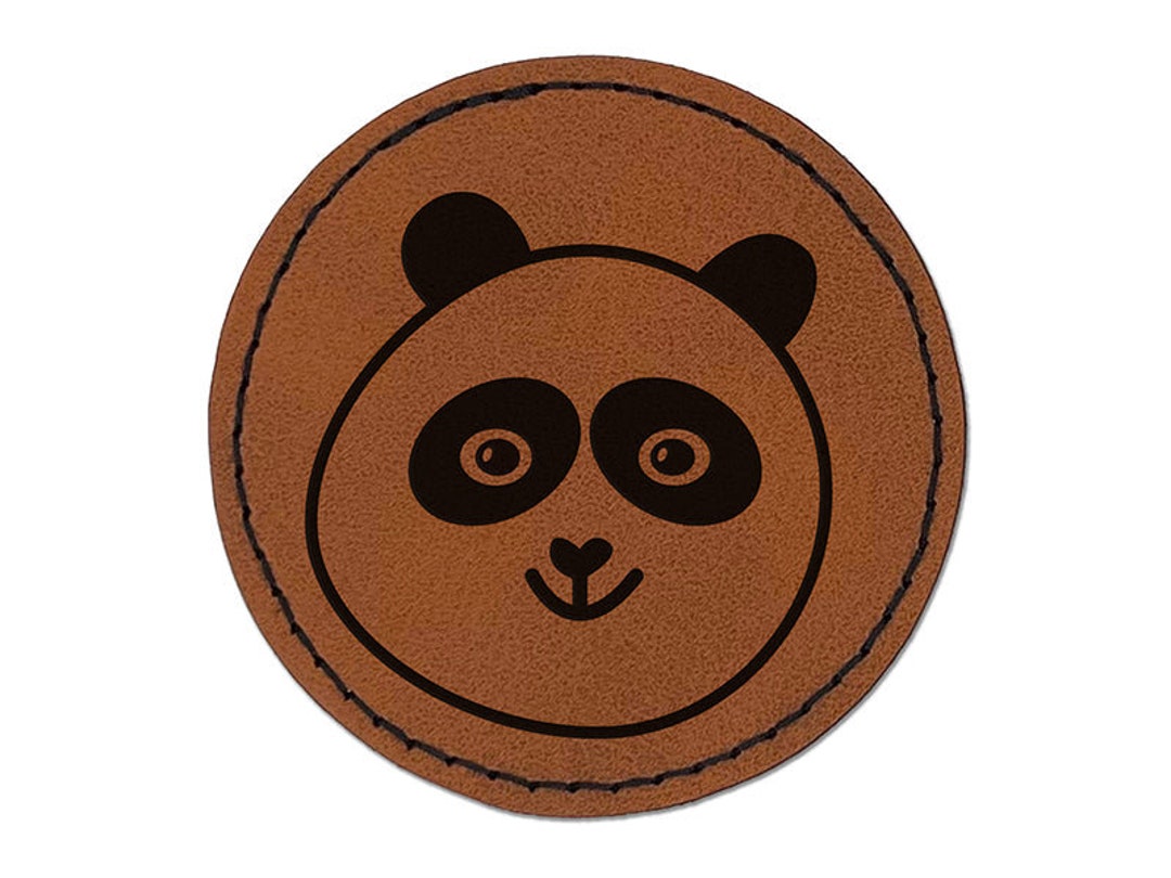 Happy Panda Face Round Iron-on Engraved Faux Leather Patch - Etsy
