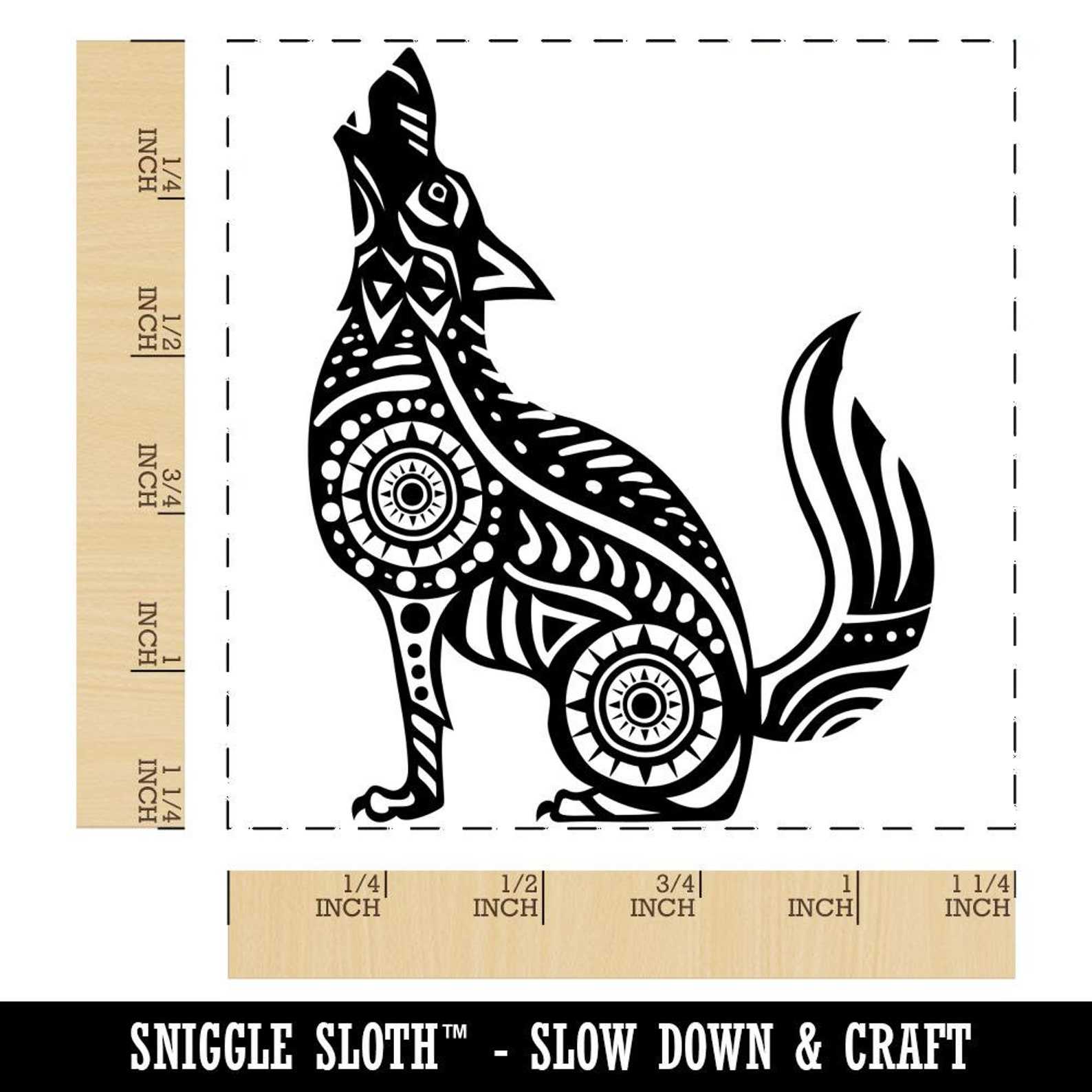 Folk Art Wolf Square Rubber Stamp for Stamping Crafting - Etsy
