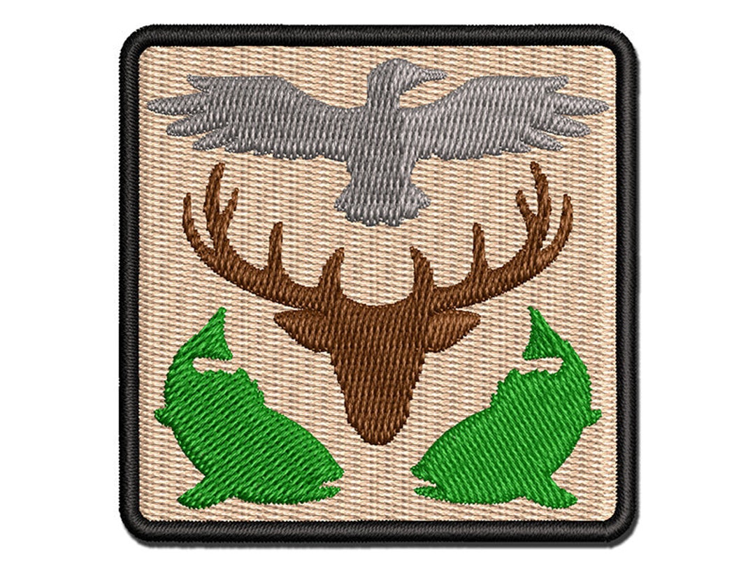 Hunter Deer Fish Duck Hunting Fishing Multi-color Embroidered Iron-on ...