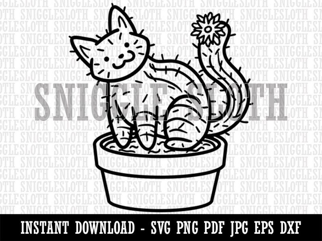 Catcus Cactus Cat Pun Clipart Instant Digital Download Svg Eps Etsy