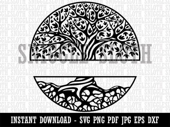 Family Tree of Life Split Frame Name Monogram Clipart Digital | Etsy
